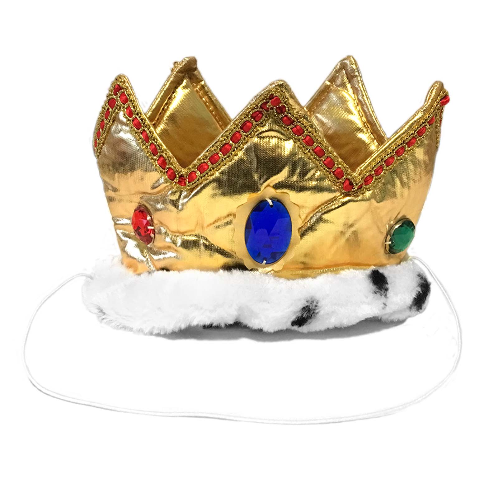 Mini Fabric Crown King Queen Costume Adult Child Gold Faux Jewels ...