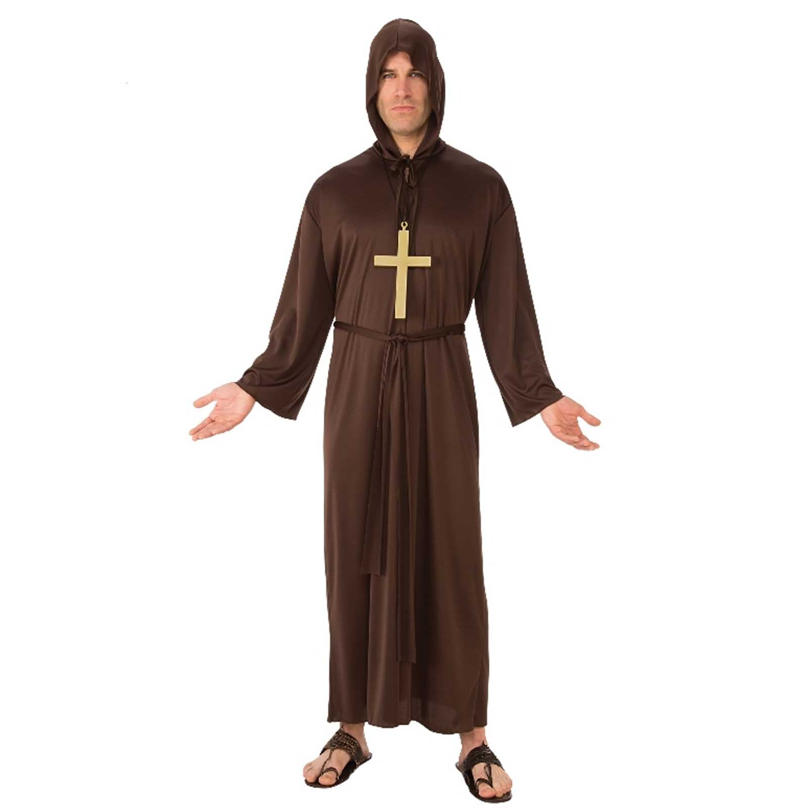 Monk Brown Robe Priest Friar Tuck Medieval Men Costume for sale online ...