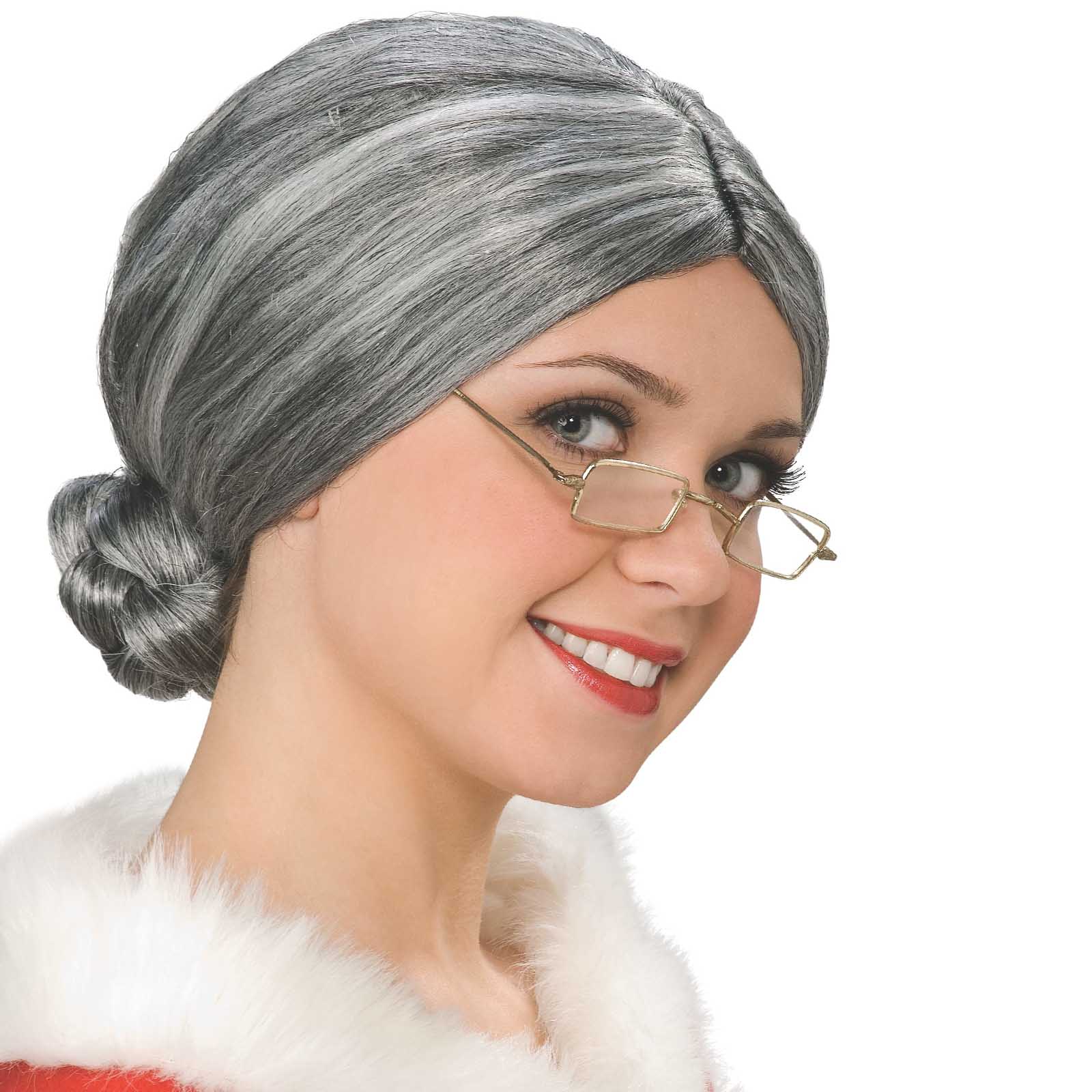 Old Lady Grey Wig With Bun